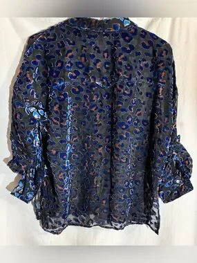 Dear John | Tops | Dear John Burn Out Velvet Blouse Sz S Roll Tab Slvs ...